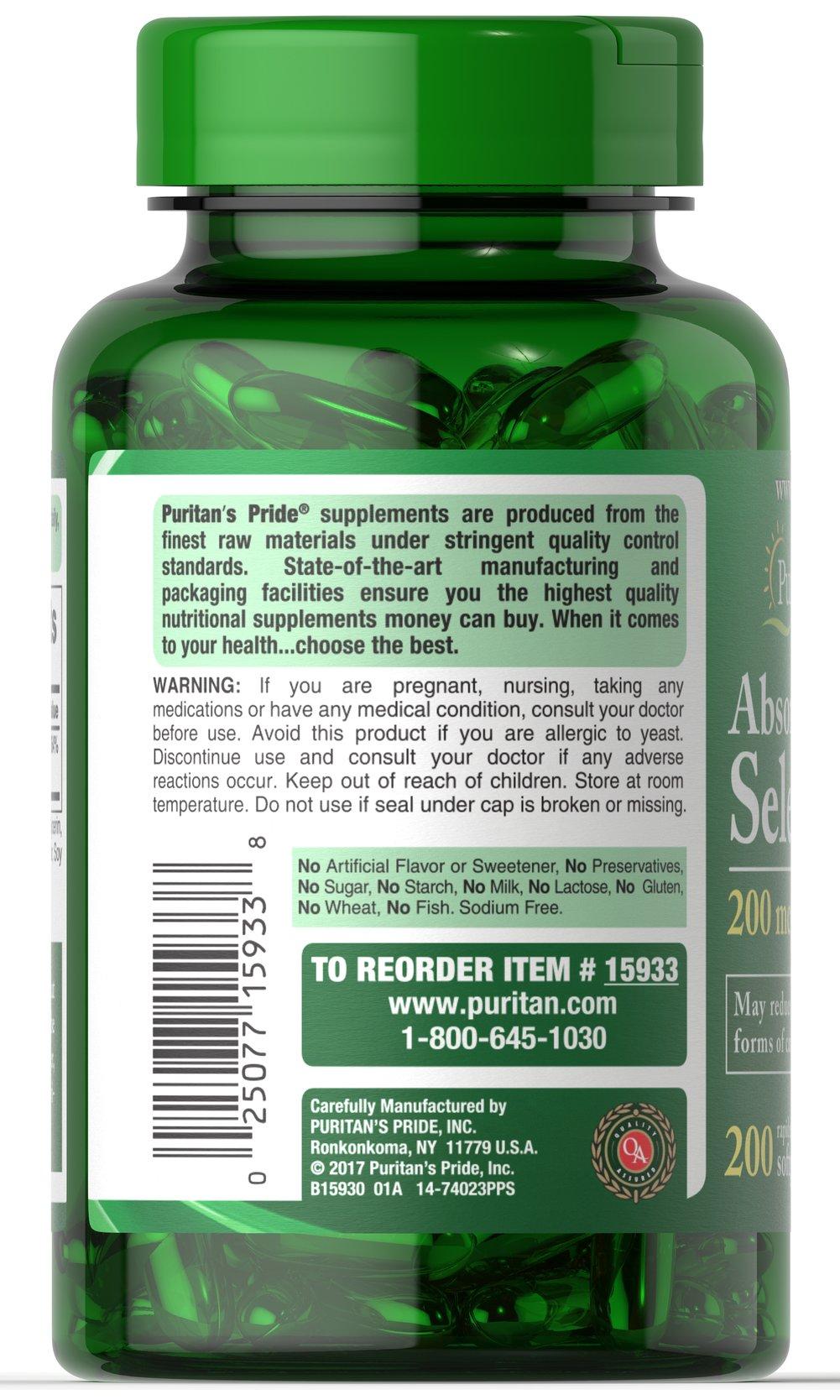 Absorbable Selenium 200 mcg 吸收硒200微克 | Puritan's Pride TW